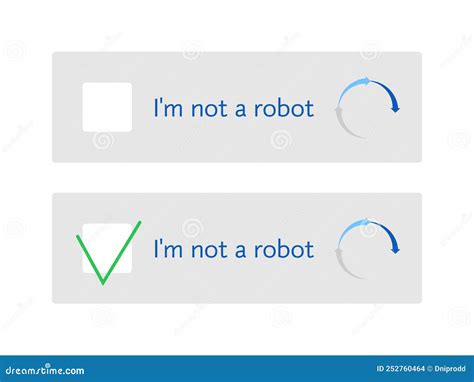Template For Entering Captcha I`m Not A Robot Cartoon Vector