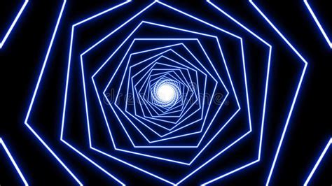 Abstract 3d Glowing Neon Blue Hexagon Spiral Background 4k Looping Animation Stock Video