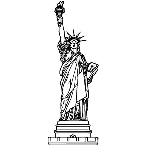 Statue Of Liberty New York America Black And White Svg Vector File For