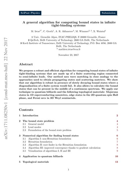 PDF A General Algorithm For Computing Bound States In Infinite Tight