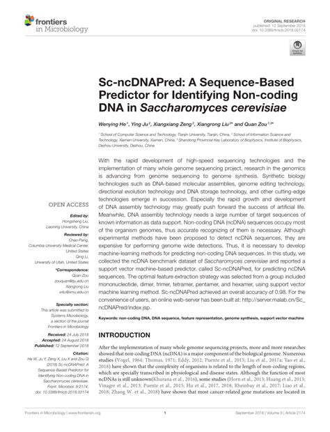 pdf sc ncdnapred a sequence based predictor for identifying non
