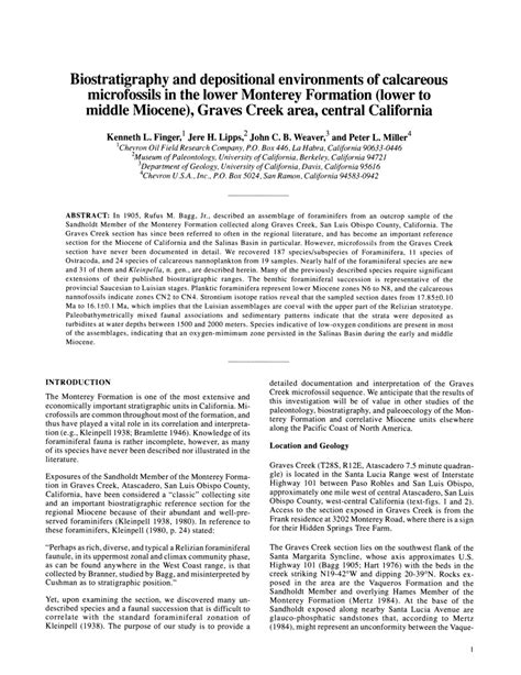 Pdf Biostratigraphy And Depositional Environments Of Calcareous Microfossils In The Lower