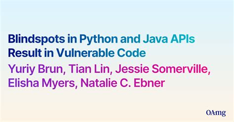 Pdf Blindspots In Python And Java Apis Result In Vulnerable Code By