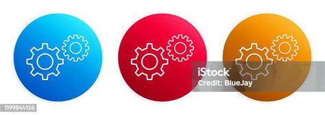 설정 프로세스 아이콘 프리미엄 트렌디 한 라운드 버튼 세트 공학에 대한 스톡 벡터 아트 및 기타 이미지 공학 기계 부분 바퀴 Istock