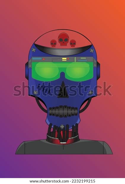 Skull Robot Cops Ai Character Cartoon Stock Vector Royalty Free