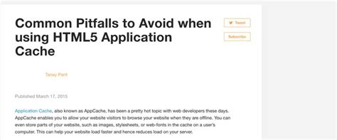 Common Pitfalls To Avoid When Using HTML5 Application Cache