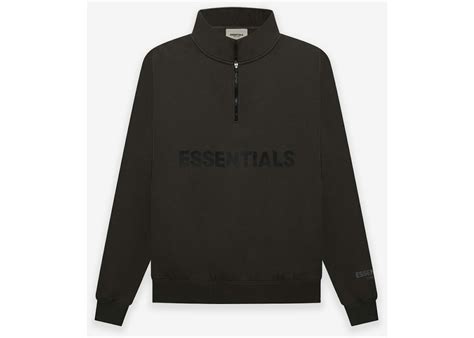 Fear Of God Essentials Half Zip Pullover Sweater Weathered Black Fw20