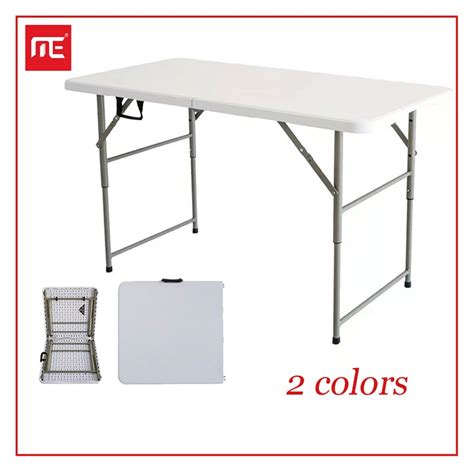 Heavy Duty Folding Folding Table 4 Ft Fold In Half Table White Brown