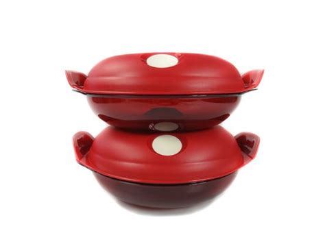 Tupperware Mikrowellenbehälter Mikro Fix Rund 07 L Rot 2 SpÜltuch