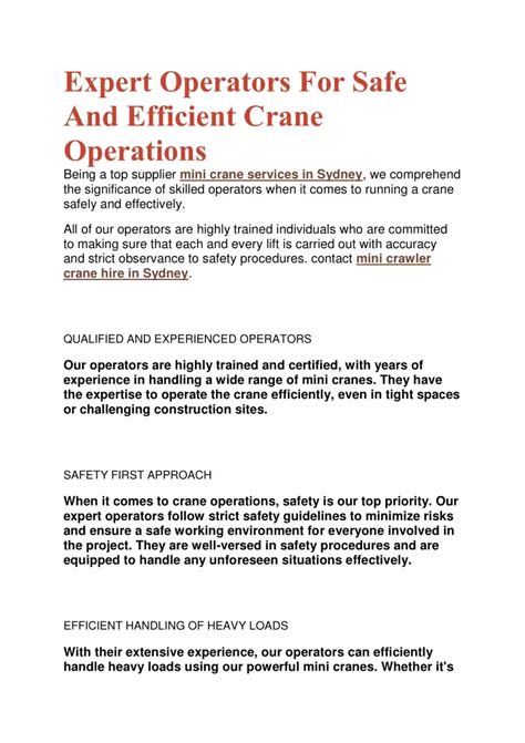 Ppt Expert Operators For Safe And Efficient Crane Operations