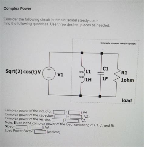Solved Complex Power Consider The Following Circuit In The Chegg