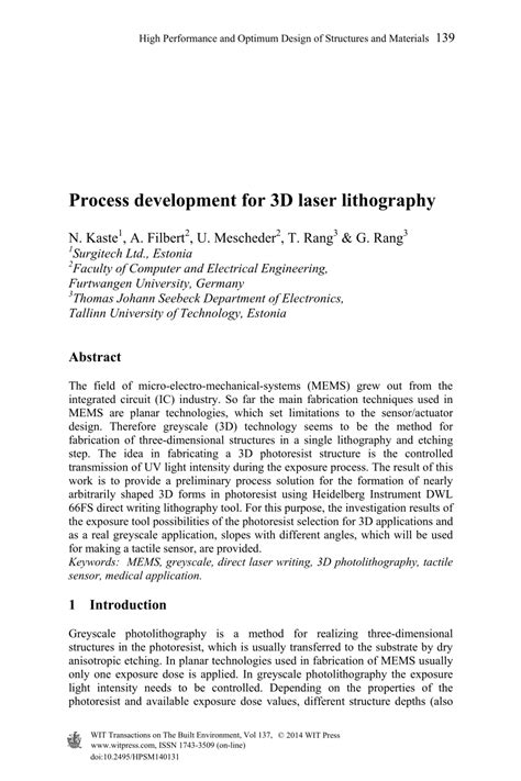 pdf process development for 3d laser lithography