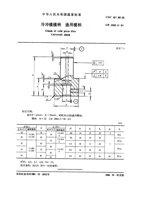 gb 2862 5 1981 冷冲模模柄 通用模柄 免费标准下载网