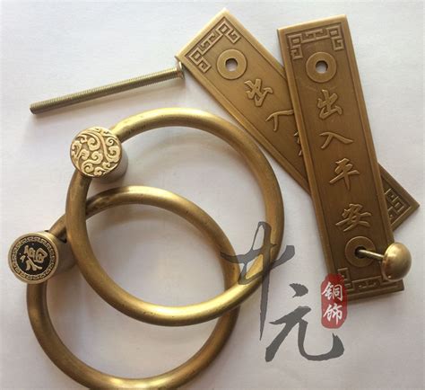 中式仿古纯铜大门环门钹铜圆环纯铜拉手底片拉手玻璃门对接铜把手 虎窝淘
