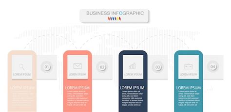 4 단계 또는 옵션 워크 플로우 프로세스 다이어그램이있는 Infographic 템플릿 프리미엄 벡터