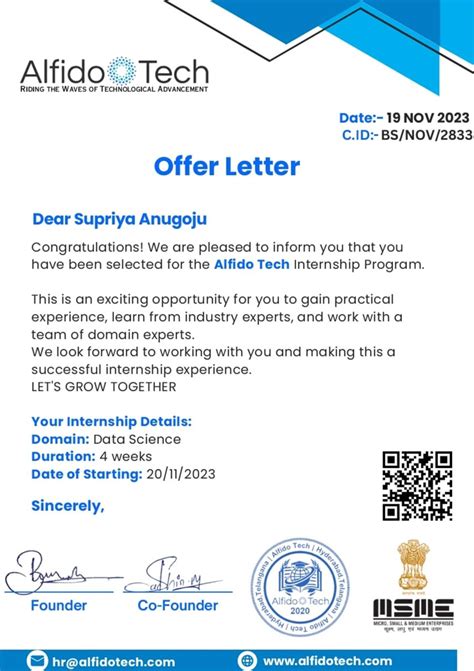 Supriya Anugoju On Linkedin Alfidotech Internship Datascience