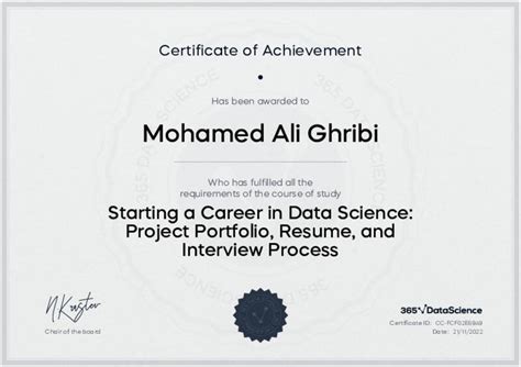 Mohamed Ali Ghribi On Linkedin Certificate Of Achievement Starting A Career In Data Science