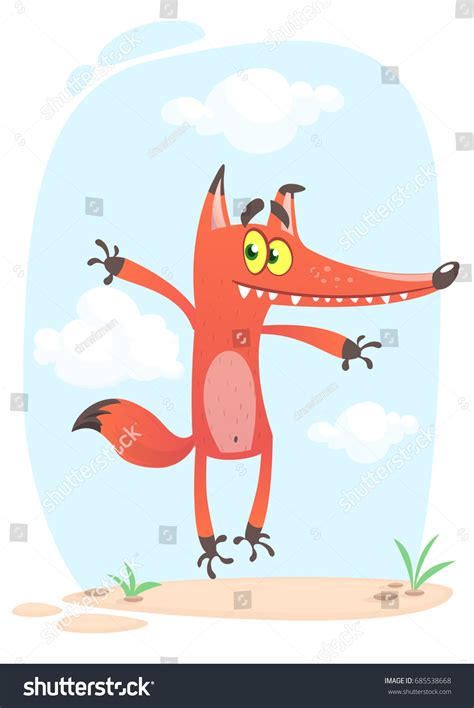 Cartoon Funny Fox Vector Illustration Isolated Stock Vector Royalty