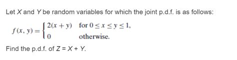 Solved Let X And Ybe Random Variables For Which The Joint
