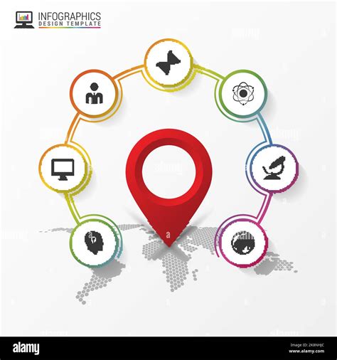 Infographic Design Report Template With Location Pointer Vector Illustration Stock Vector