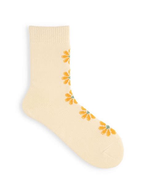 日本 Tabio 雛菊朵朵中筒襪 04 Kinari 誠品線上