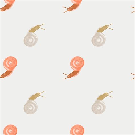 귀여운 달팽이 원활한 패턴 낙서 스타일의 재미있는 만화 캐릭터 벽지 프리미엄 벡터