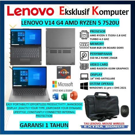 Jual Laptop Lenovo V G Amd Ryzen U Gb Ddr Gb Radeon M Fhd Win Pro Black