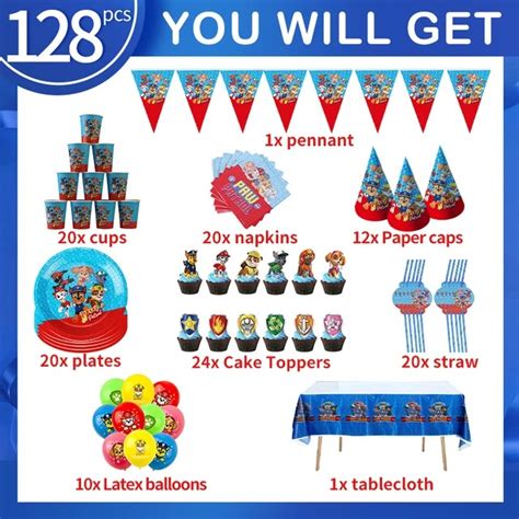 Kit Decorativo Para Festa De Aniversário Chase Marshall Sky Patrulha