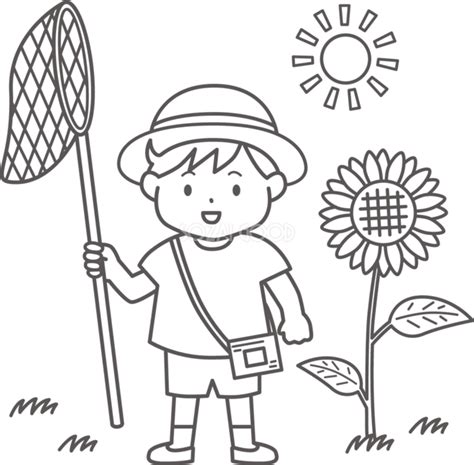 夏休みの塗り絵イラスト かわいい 無料 フリー87838 素材Good