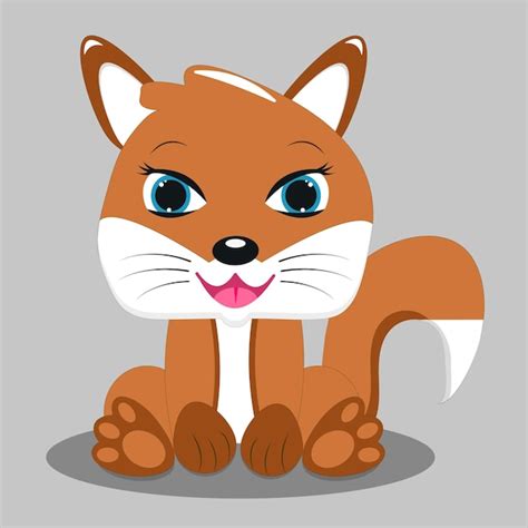 Premium Vector Cute Cartoon Fox Sitting Illustration