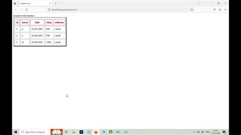 Table Making In Html Youtube