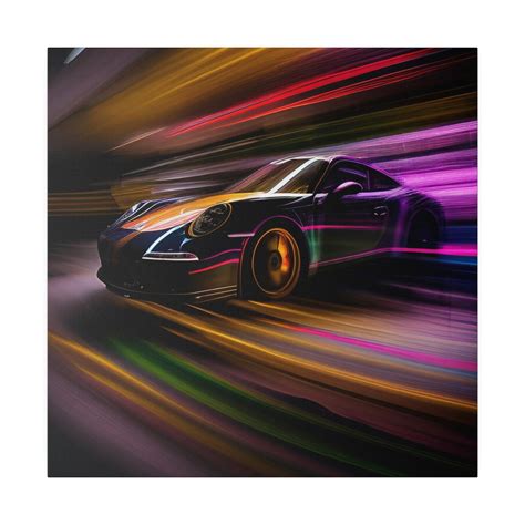 Porsche 911 Wall Art Canvas Drifting Wind Tunnel With Bright Colors