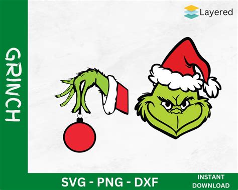 Grinch Face Svg Grinch Hand Svg Grinch Face And Hand With Ornament