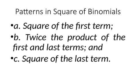 Special Product Square Of Binomial And Trinomial Pptx
