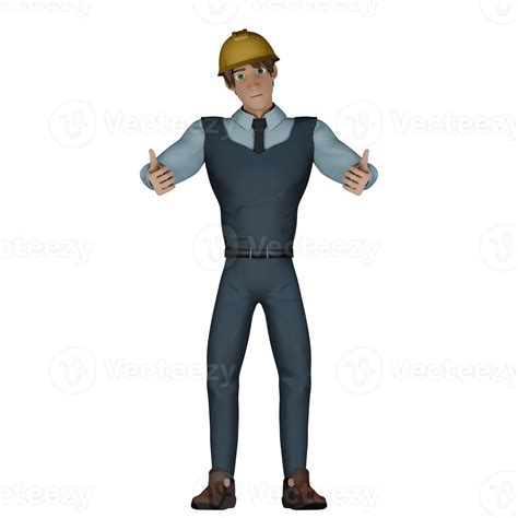 Male Architect Character A Male Architect Is Standing With Both Hands
