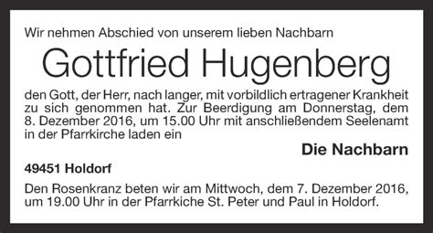 Traueranzeigen Von Gottfried Hugenberg Om Trauer De