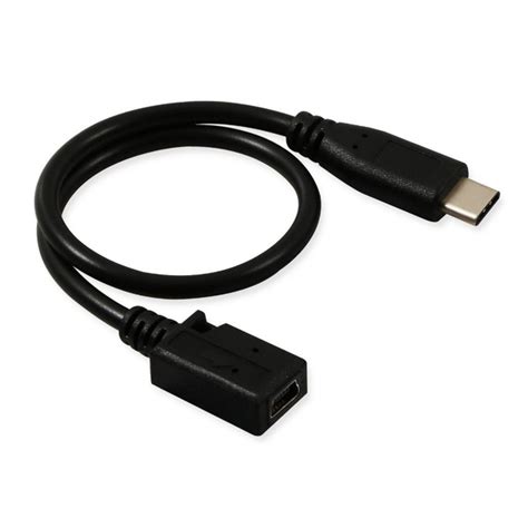 Кабель адаптер Mini Usb Female To Type C Male прямой купить с