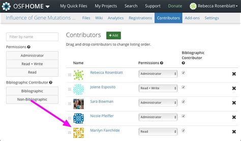 Grant Access To A Project Osf Projects Osf Support
