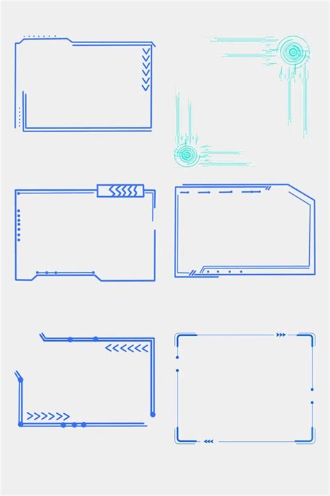 高清方形科技感边框免抠素材 花瓣网