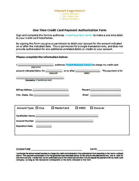 Editable Credit Card Recurring Payment Authorization Form Template Doc