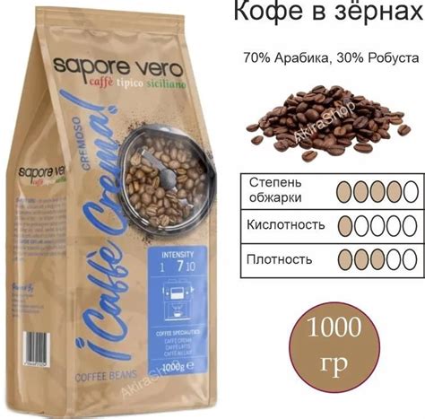 Кофе в зёрнах Sapore Vero Cremoso Caffe Crema, 1 кг купить по низким ...