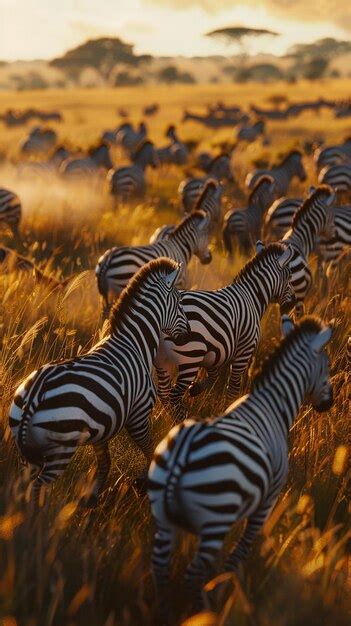 Premium Photo Grassland Majesty Roaming Zebras