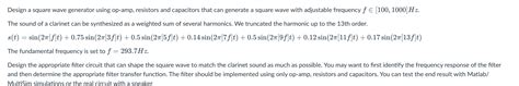 Solved Design A Square Wave Generator Using Op Amp