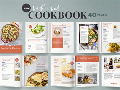Canva Cookbook Template Editable Recipe Ebook Meal Planner And