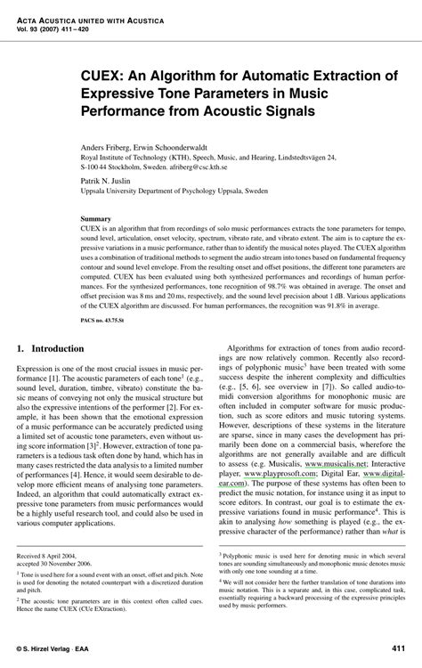 Pdf Cuex An Algorithm For Automatic Extraction Of Expressive Tone