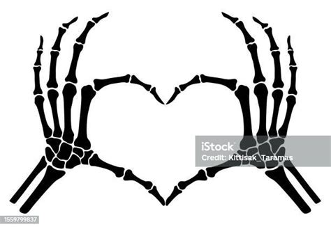 Skeleton Bone Hand Heart Shape Sign Illustrations向量圖形及更多人圖片 人 人手指 人