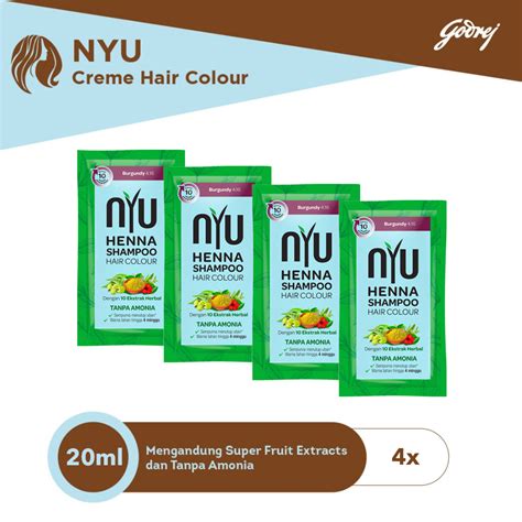 Nyu Henna Shampoo Hair Color Burgundy Isi 4 X 20 Ml Nyu Sampo Henna