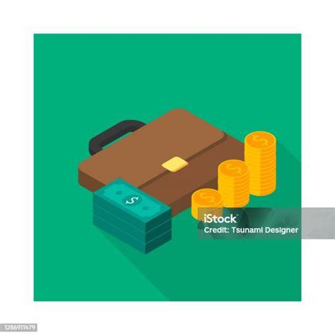 公事包美元貨幣現金圖示金幣堆右視圖圖示向量等軸測向量圖形及更多付錢圖片 付錢 作品展示包 個人飾物 Istock