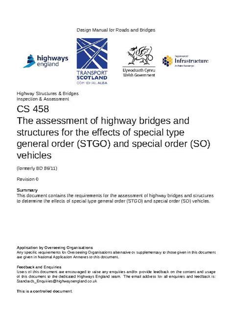 DMRB CS 458 The Assessment Of Highway Bridges And Structures For The