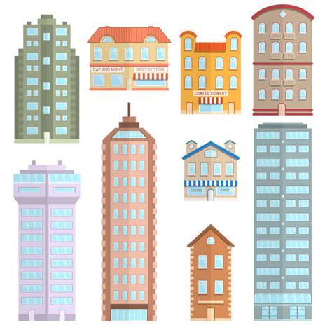 住宅公寓和城市建筑图标模型图片 住宅公寓和城市建筑矢量插图素材 高清图片 摄影照片 寻图免费打包下载